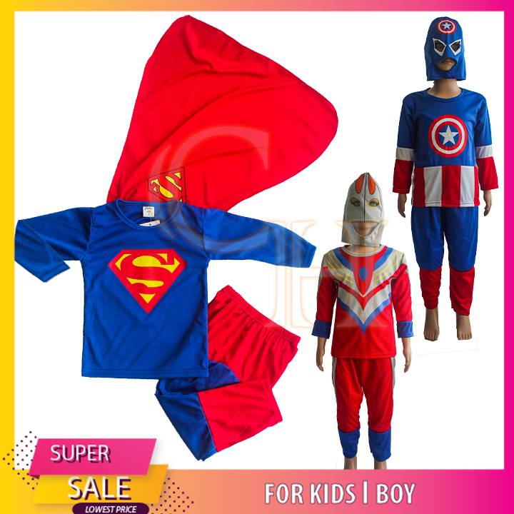 BOY COSTUME SET WITH MASK / BAJU TOPENG BUDAK PASANG VIRAL (CAPTAIN ...